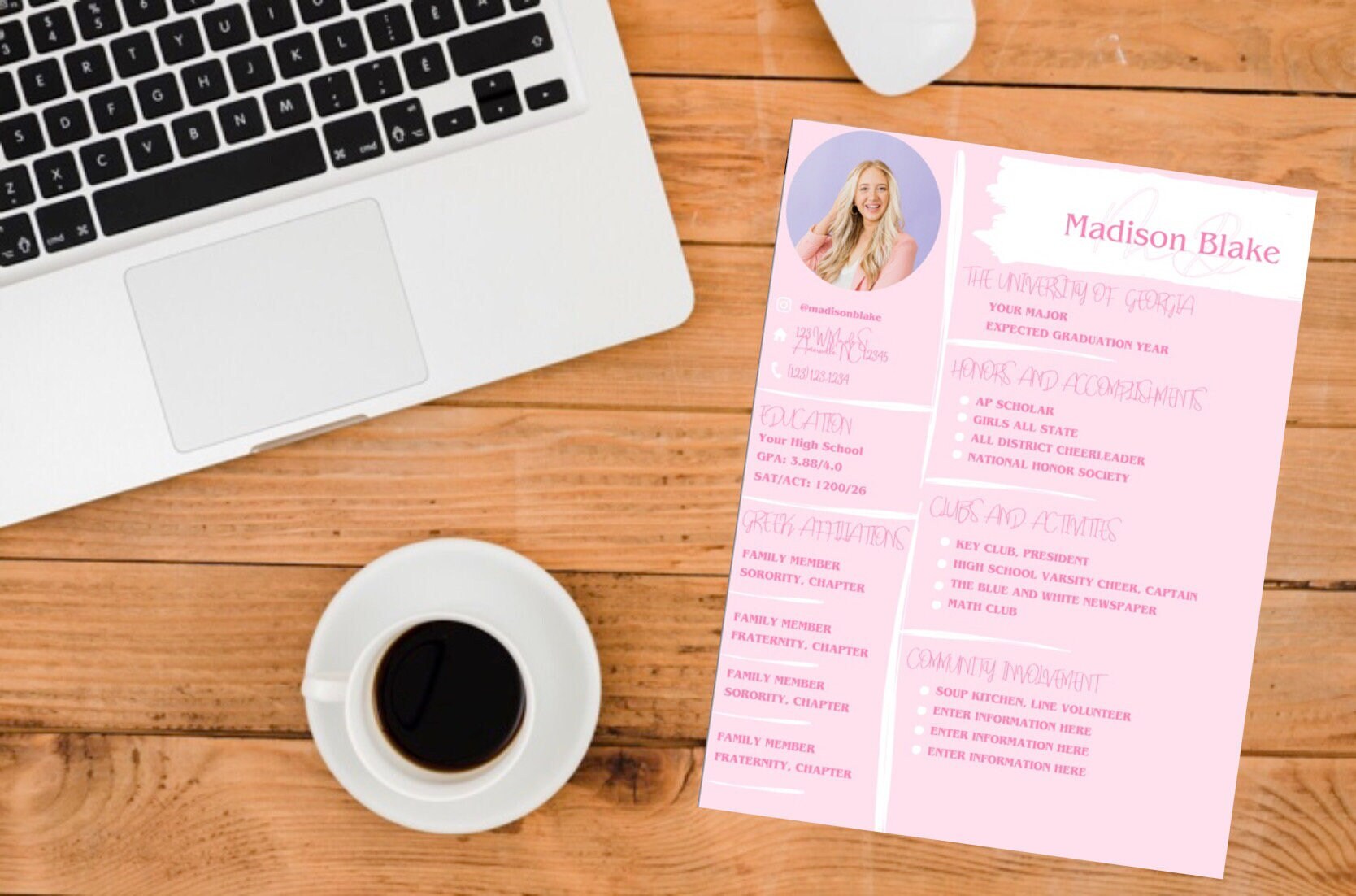 Pink and White Rush/recruitment Custom Template With Photo - Etsy