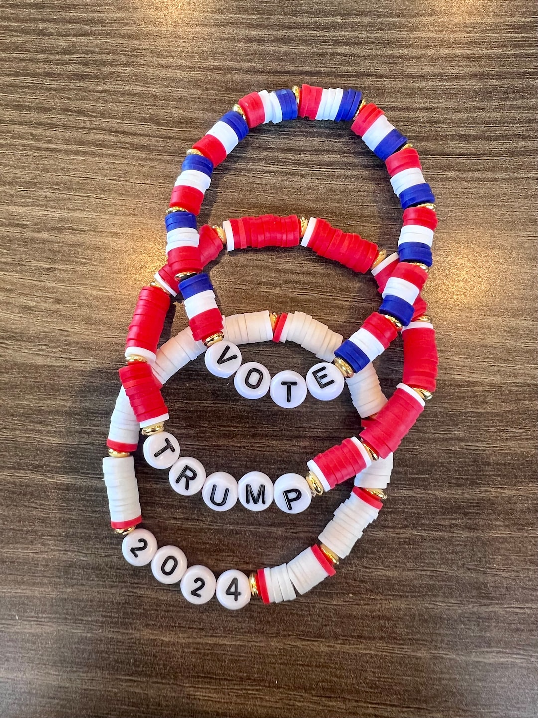 Set of 3 Donald Trump VOTE 2024 USA Themed Bracelets Presidential ...