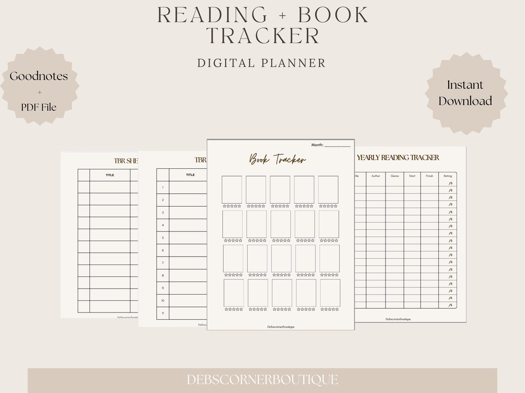 Digital Reading Tracker, Book Tracker, PDF Templates, Goodnotes - Etsy