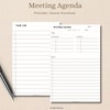 Meeting Notes, Printable Work Organizer, Meeting Agenda Template, Work ...