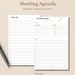 Meeting Notes, Printable Work Organizer, Meeting Agenda Template, Work ...