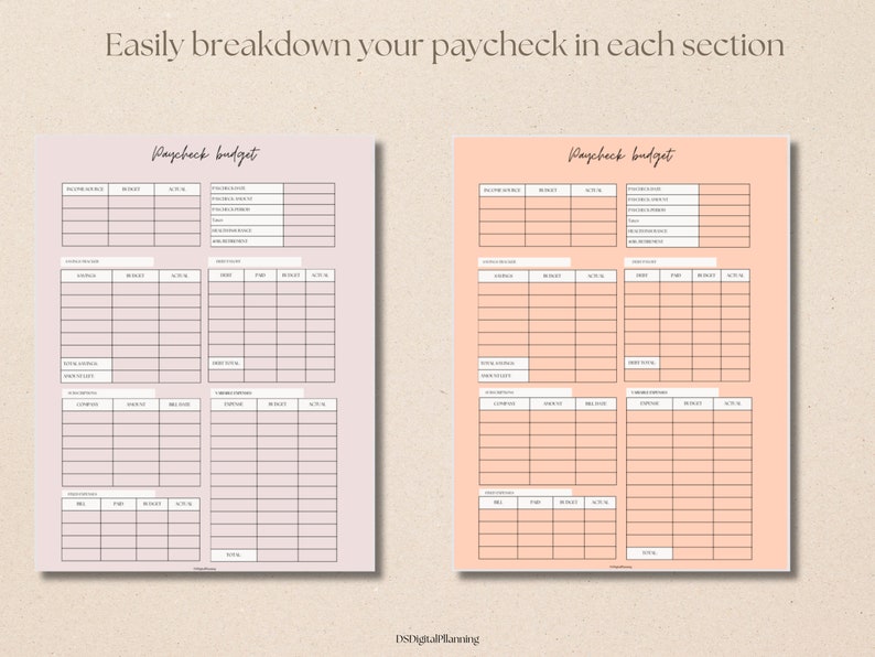 Digital Budget Planner | Paycheck Tracker, Financial Planner | Bill ...