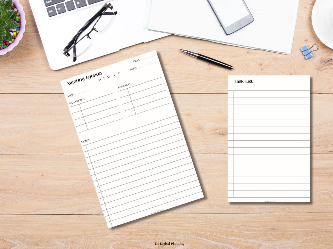 Meeting Notes, Printable Work Organizer, Meeting Agenda Template, Work ...