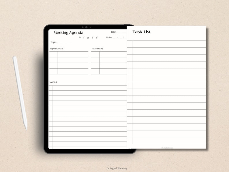 Meeting Notes, Printable Work Organizer, Meeting Agenda Template, Work ...