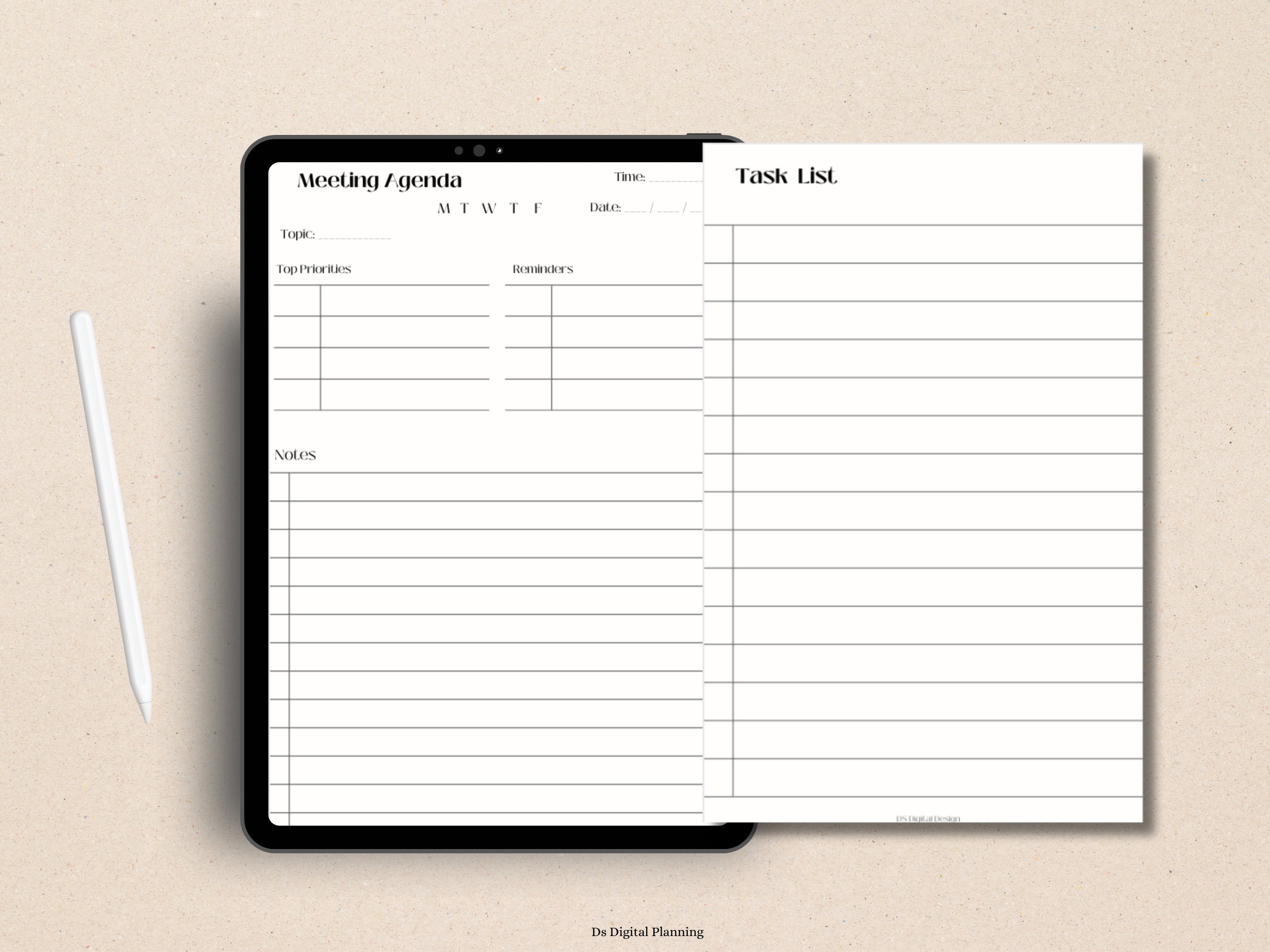 Meeting Notes, Printable Work Organizer, Meeting Agenda Template, Work ...