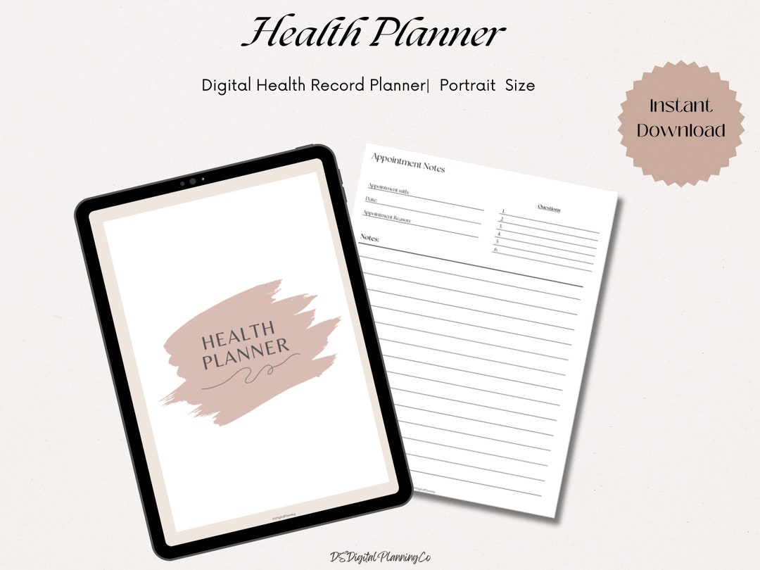 The Health Planner- Digital Planner Templates, Goodnotes Planner, iPad ...