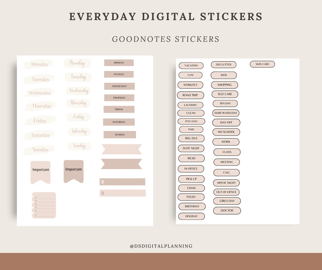 Digital Stickers, Goodnotes Stickers, Precropped, Mini Sticker Bundle ...