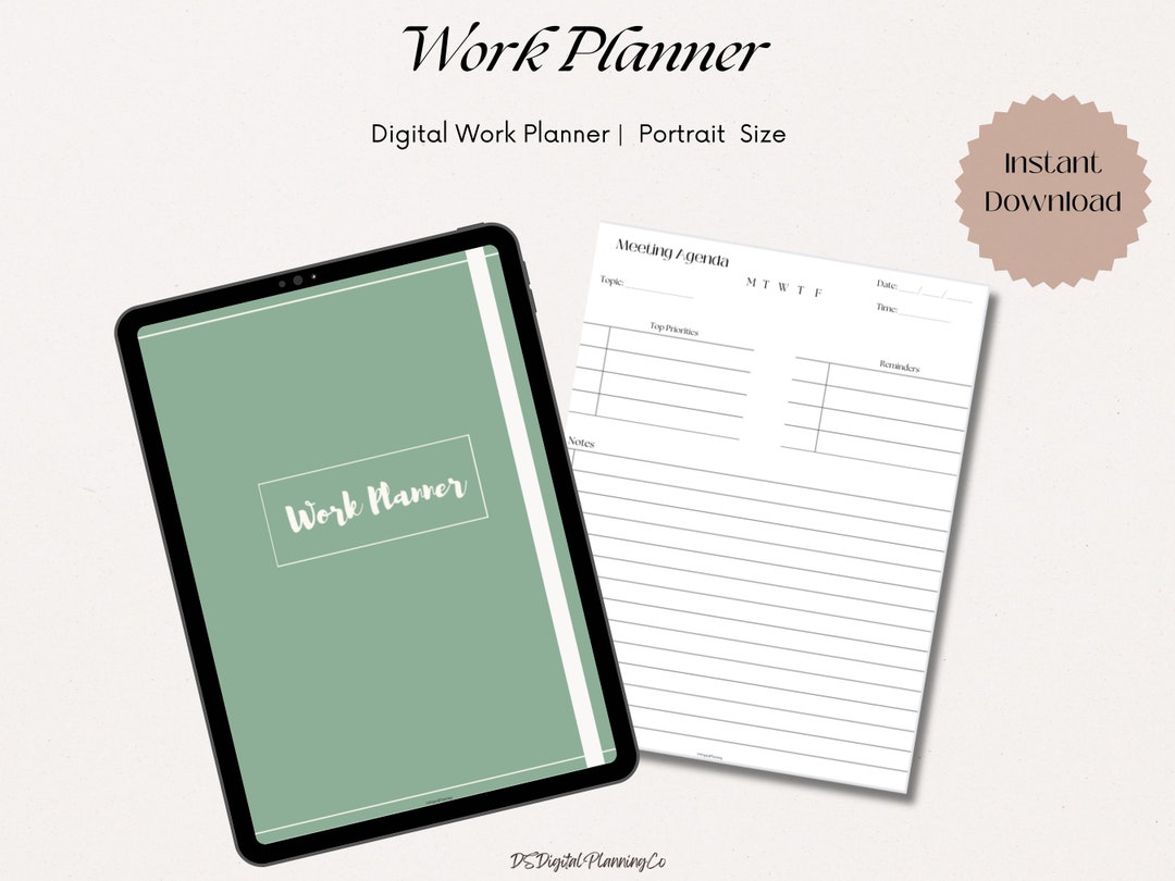 Digital Work Planner – Undated Weekly, Daily, and Meeting Templates ...