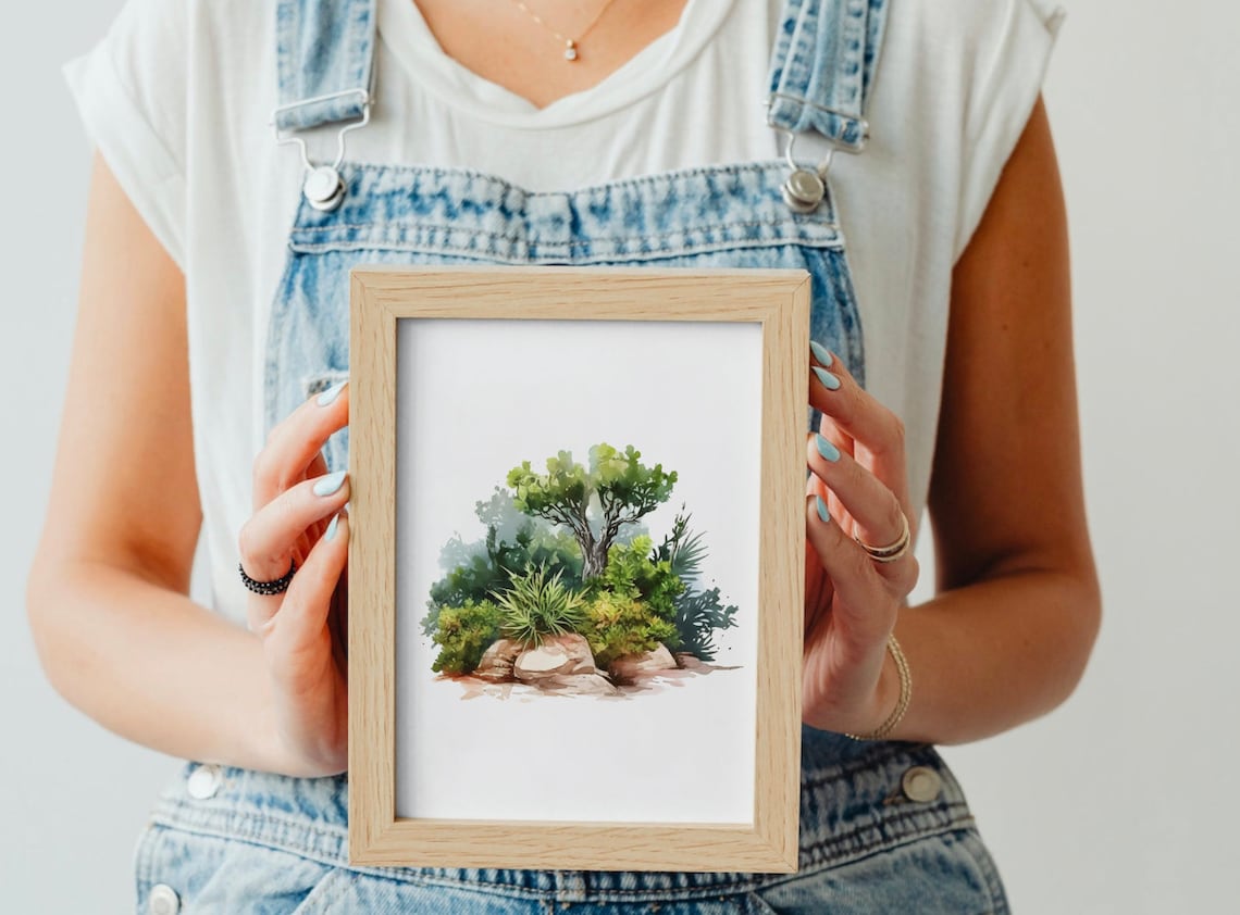 Watercolor Trees and Bushes Clipart PNG Bundle Commercial Use ...