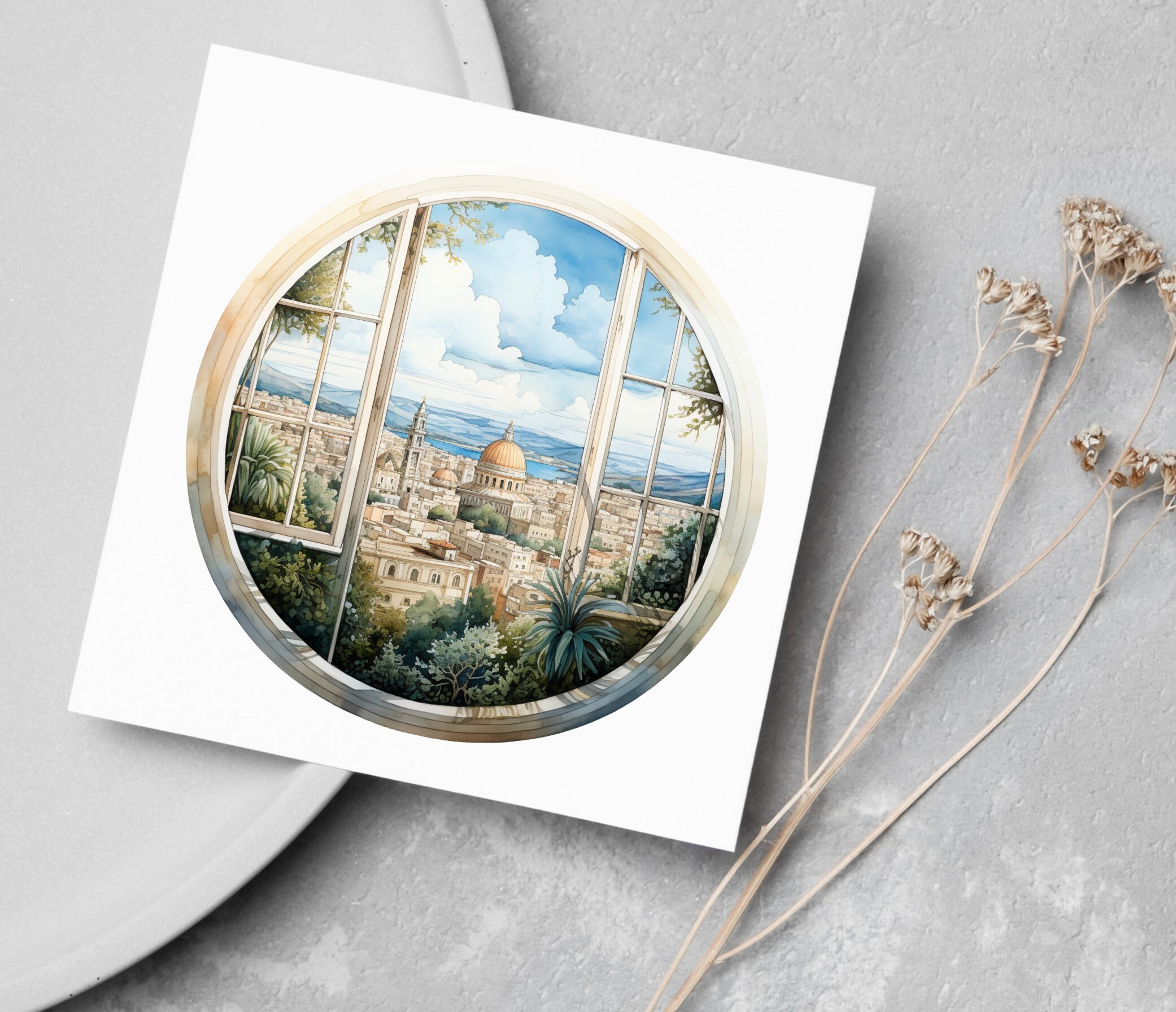Jerusalem City Paintings, Colorful Houses, Streets, and Scenery. Middle ...