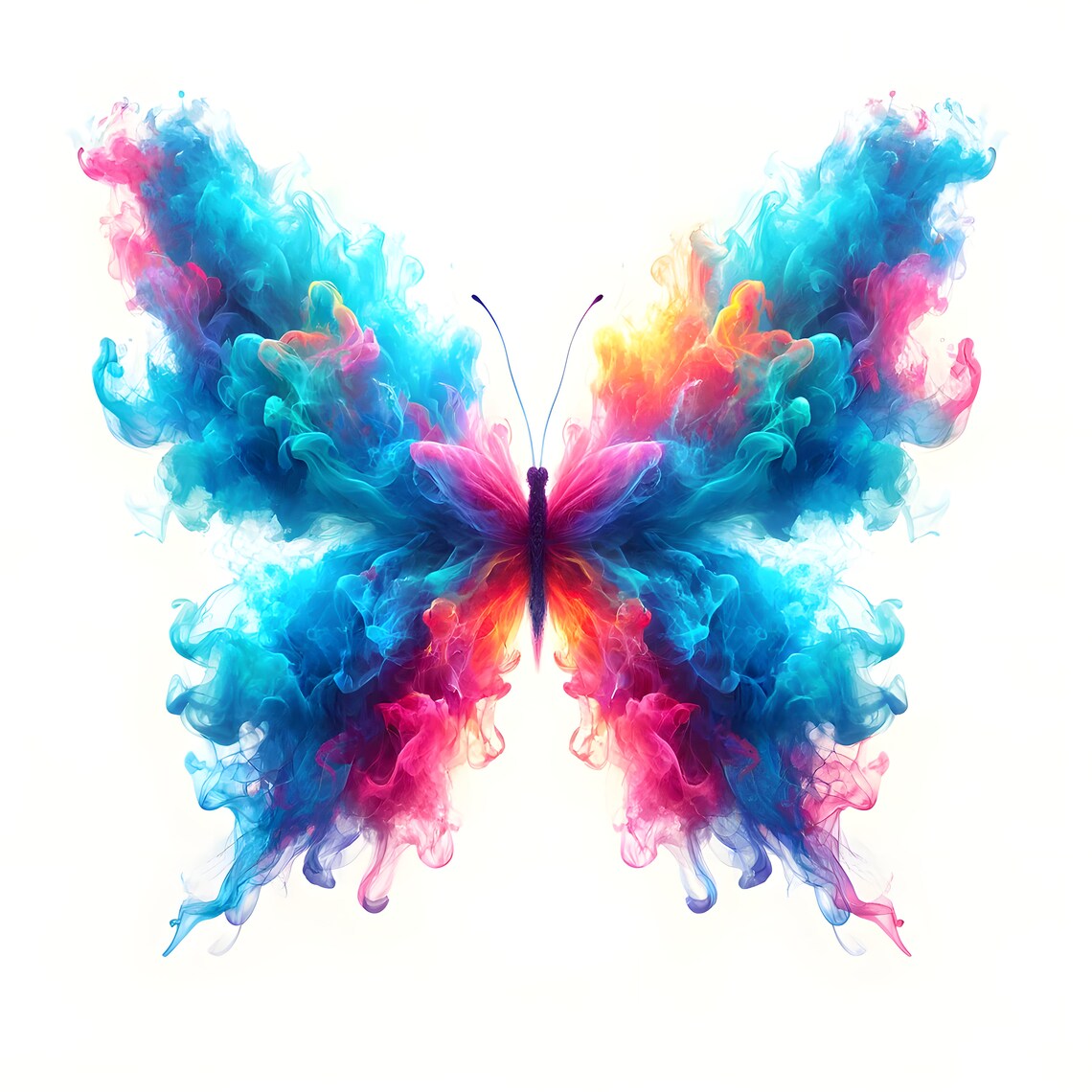 Smoke Butterfly Clipart, Colorful Smokey Butterfly Graphics, Ethereal ...