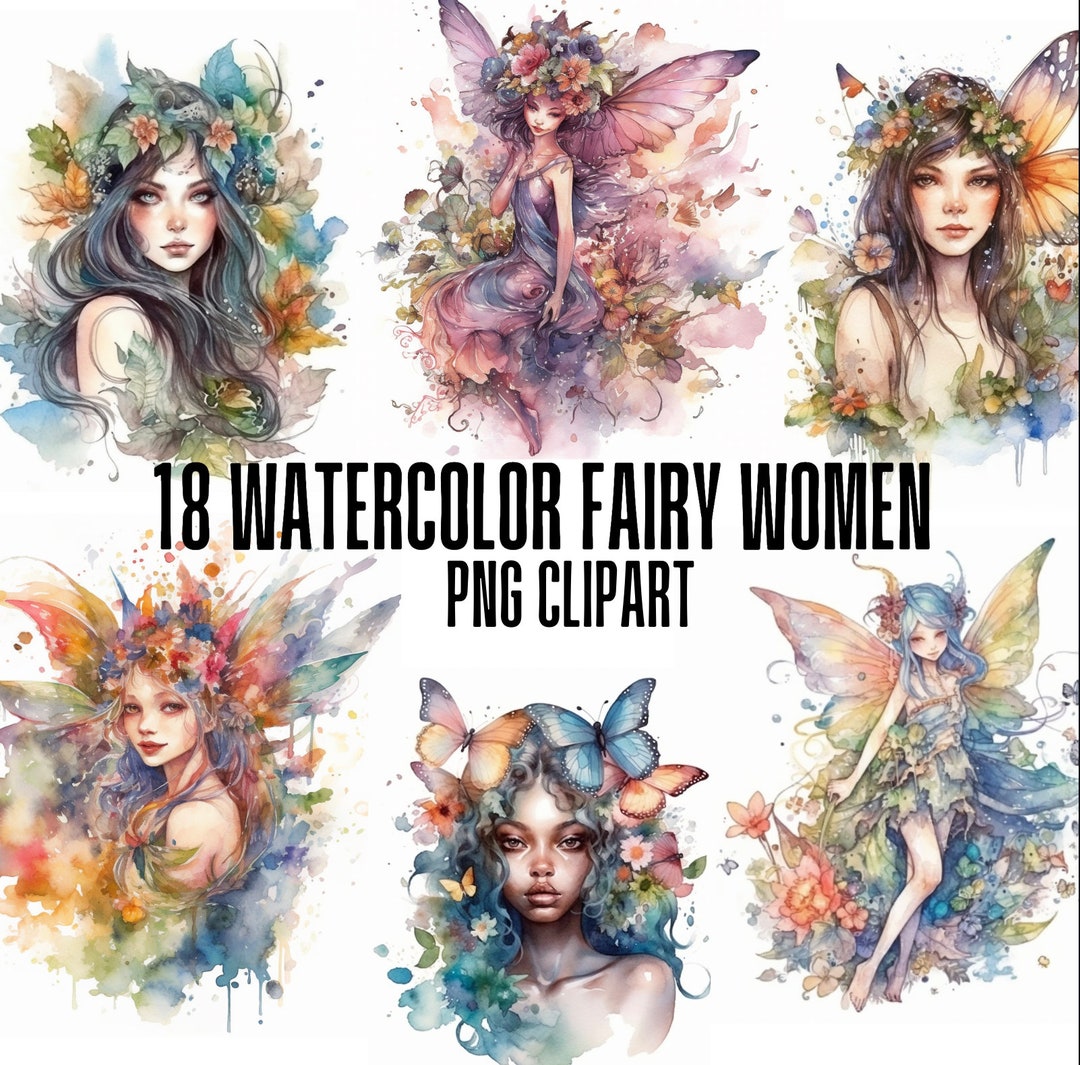 Watercolor Fairy Clipart: Fantasy PNG Illustrations (commercial Use) - Etsy