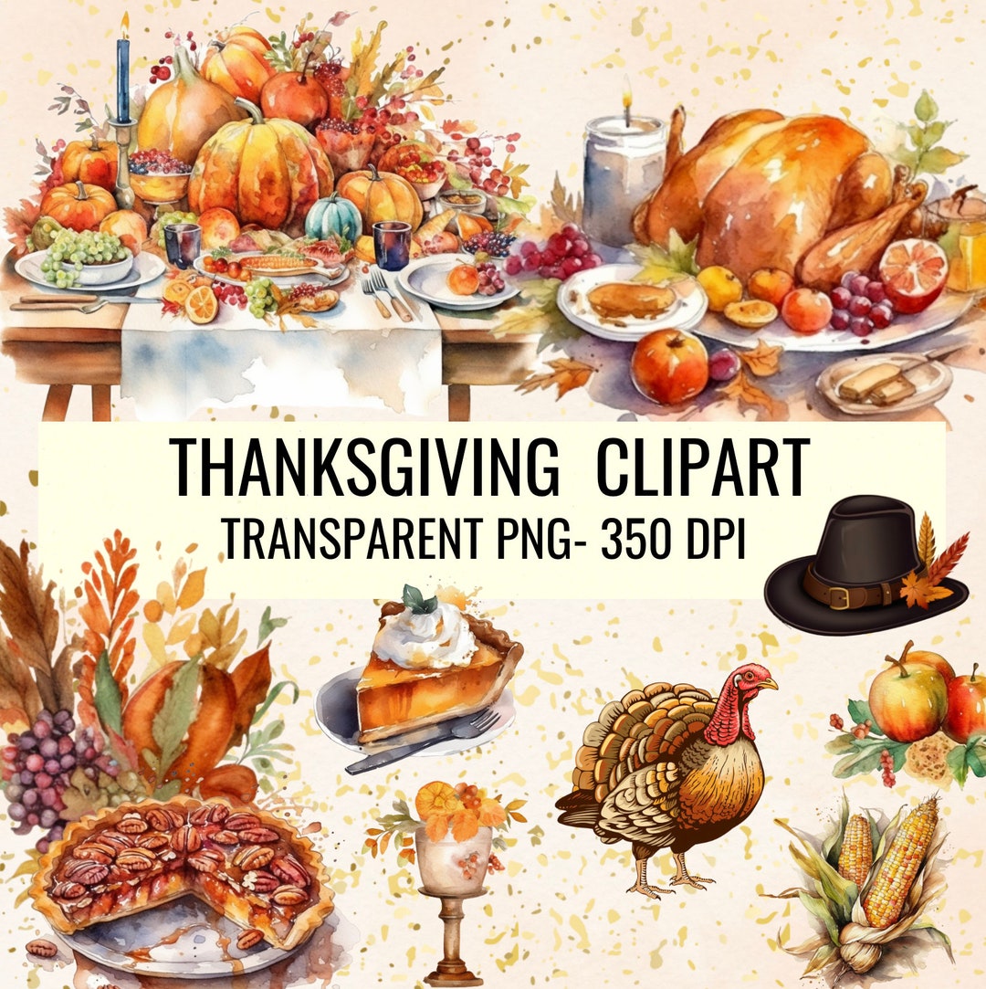 Thanksgiving Clipart Bundle. Thanksgiving Dinner, Autumn Foliage ...