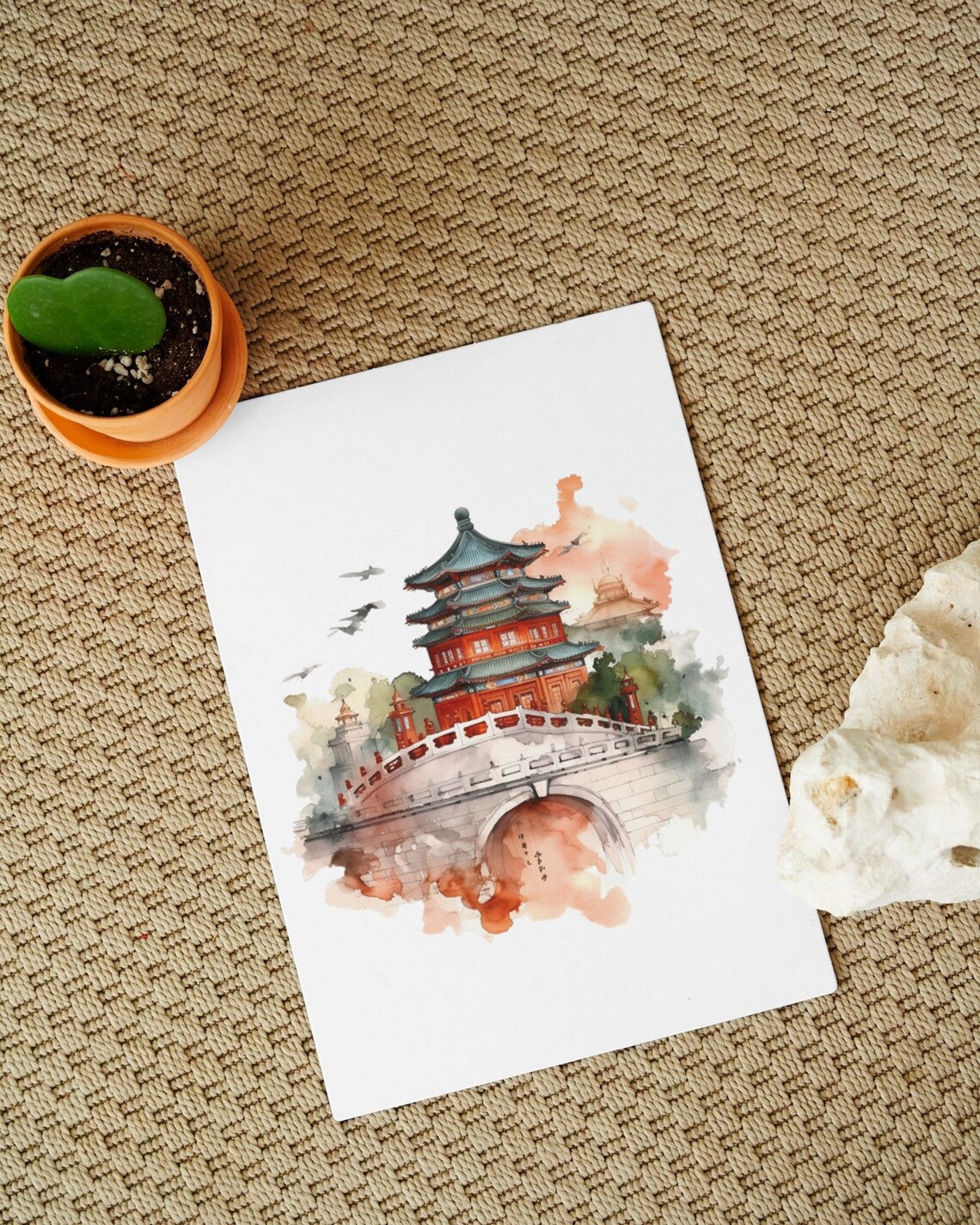 Watercolor Beijing China Clipart: Cityscape PNG Bundle (commercial Use ...