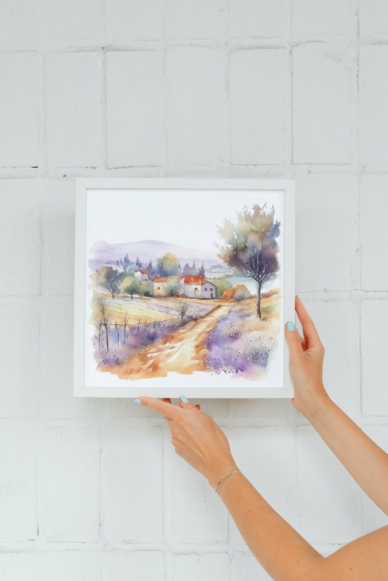 Watercolor Provence Clipart: French Countryside Village (15pc PNG ...