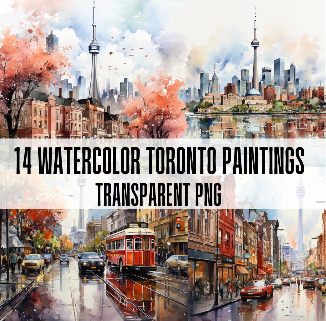 Toronto Watercolour Paintings Clipart Bundle. Digital Download. Toronto ...