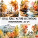 Fall Forest Clipart, Autumn Trees, Leaves, Lakes, Mountains, Nature ...