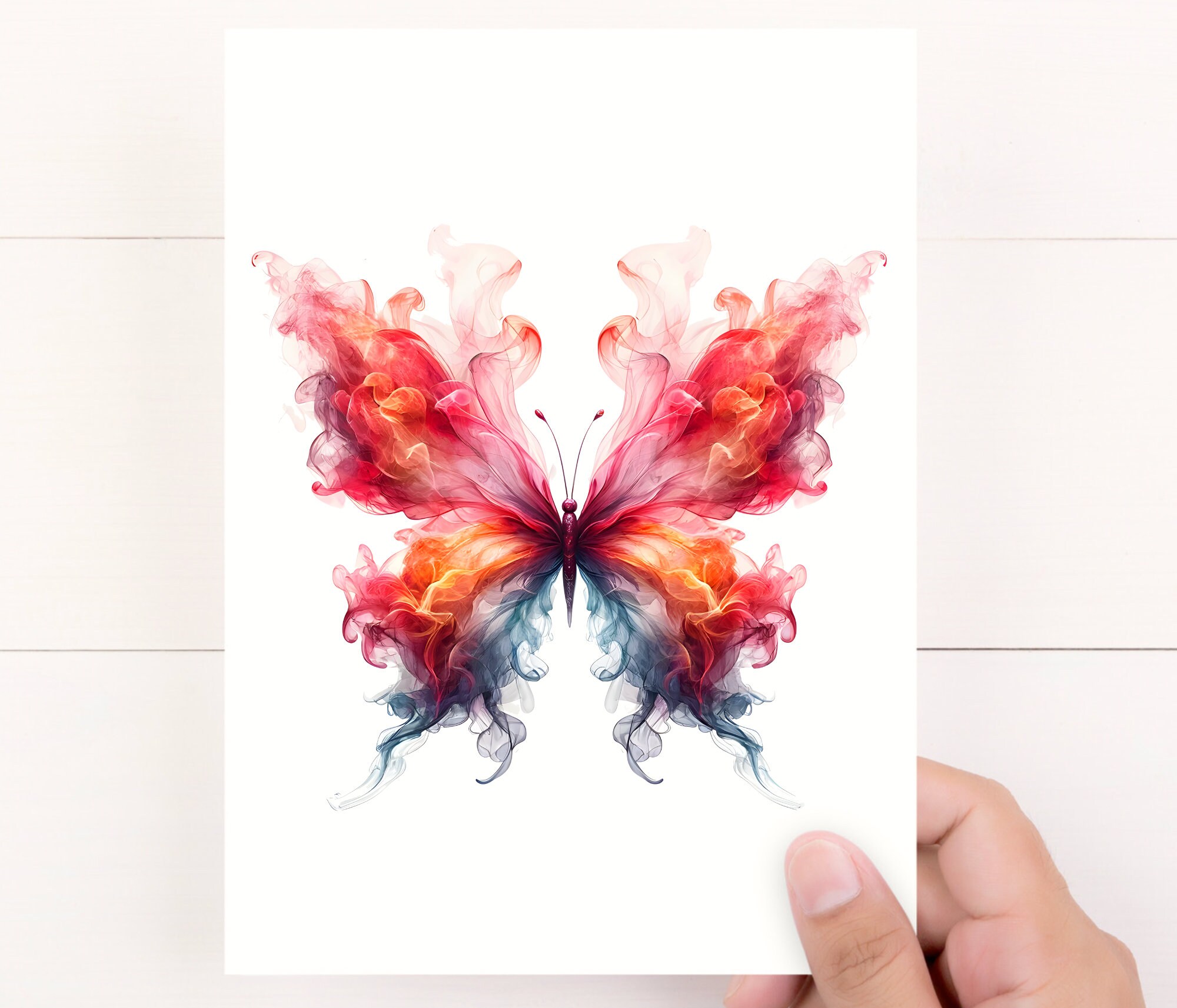 Smoke Butterfly Clipart, Colorful Smokey Butterfly Graphics, Ethereal ...