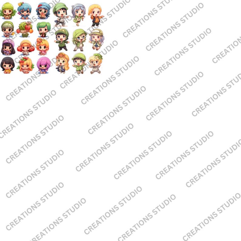 Fruitful Delights: Chibi Characters - Etsy