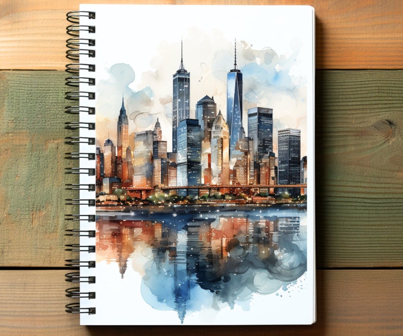 Watercolor New York City Clipart, Skyscrapers, Streets, Houses, and ...