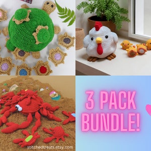 Crochet Memory Game BUNDLE | Turtle, Chicken, Crab Memory Game Pattern ...