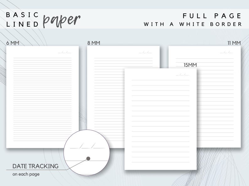 Customised Printable Basic Lined Paper, Personalised Lined Paper, A4 A5 ...