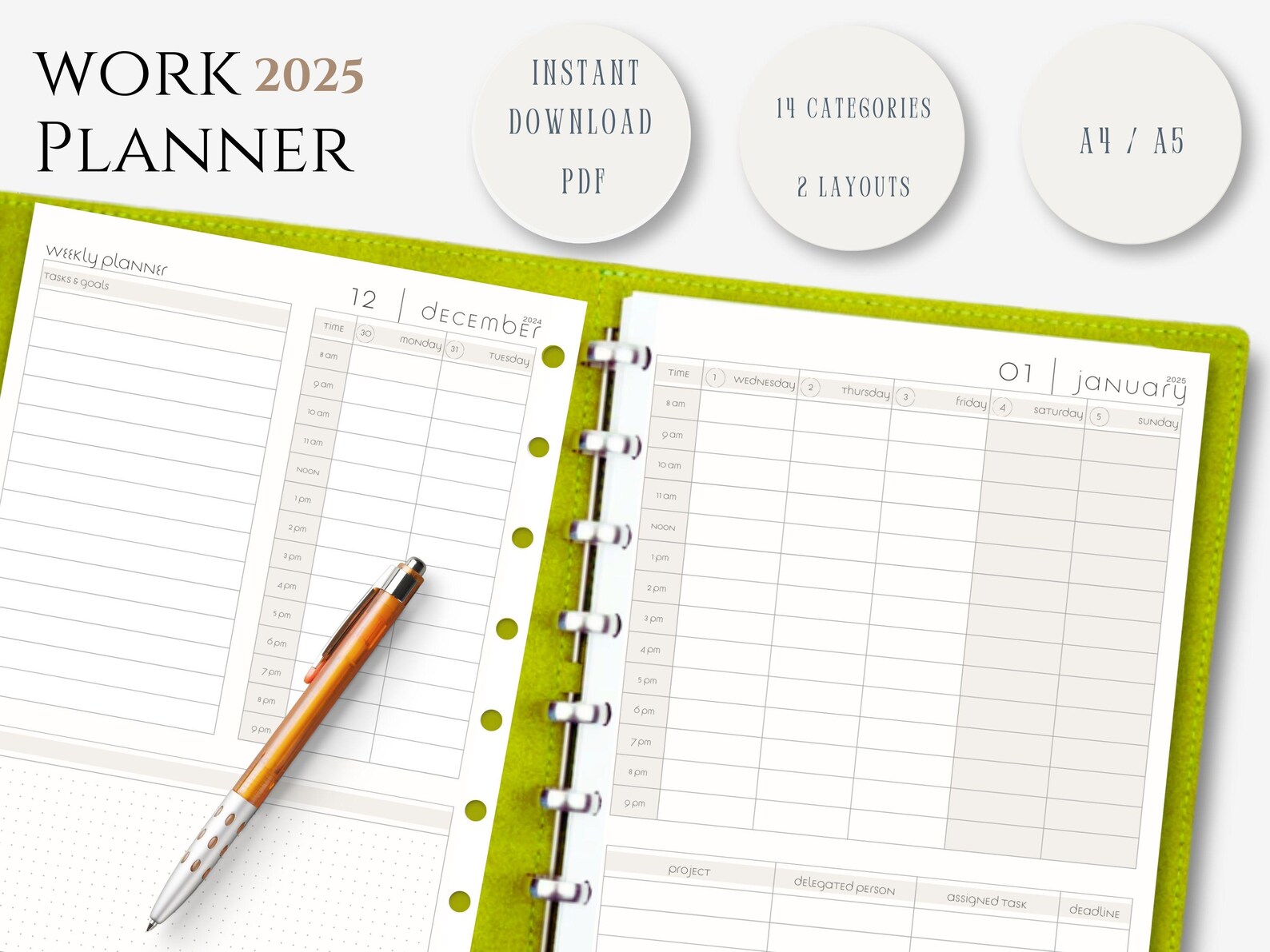 Work Planner,work Organiser, Daily Planner, Project Planner, PDF ...