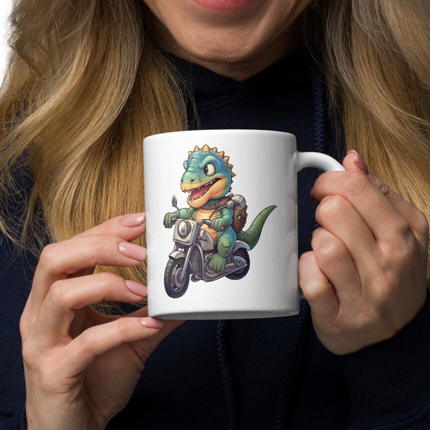 Male Motorcycle Dinosaur Mug Dinosaur Gift Funny Mug Funny - Etsy