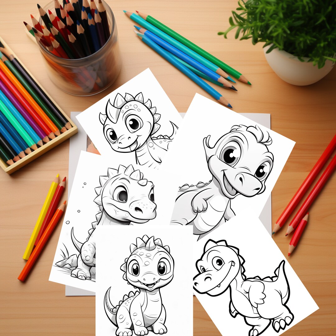 Dinosaur Coloring Pages Digital Download, Kids Coloring Pages Instant ...