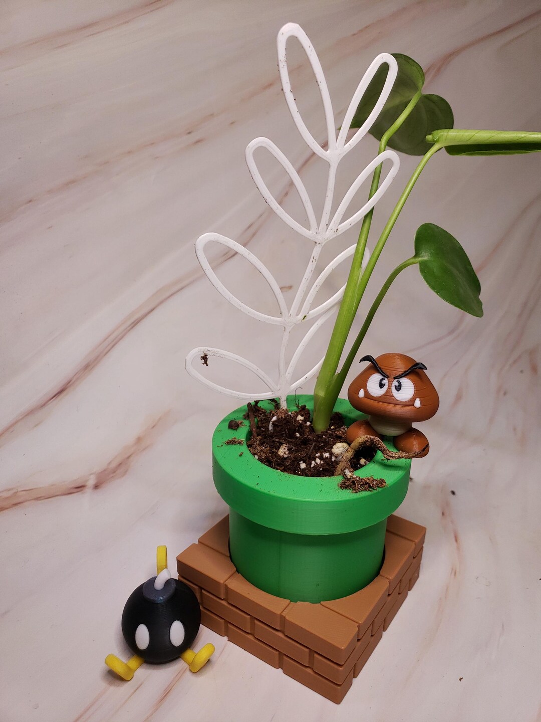 Super Mario Planter Set With Gumba Mini Figure and Plant | 3D Printed ...