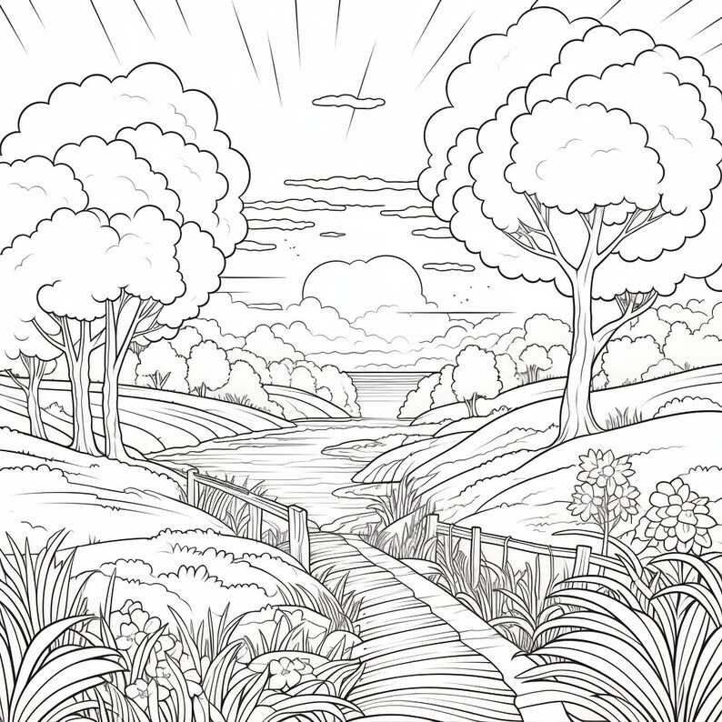27 Coloring Pages of Beautiful Landscapes Coloring Pages Digital ...