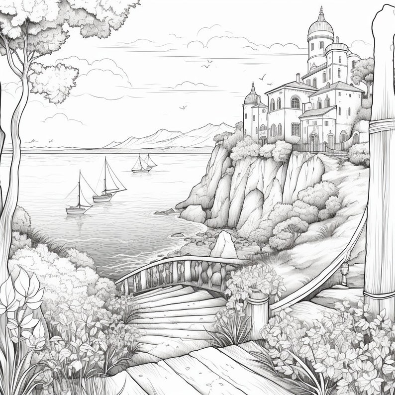 27 Coloring Pages of Beautiful Landscapes Coloring Pages Digital ...