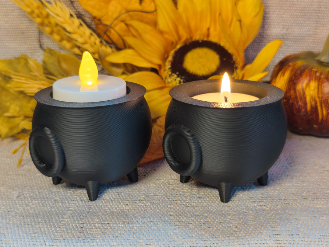 Cauldron Tea Light Holder - Halloween Decor, Spooky Home Accent - Etsy
