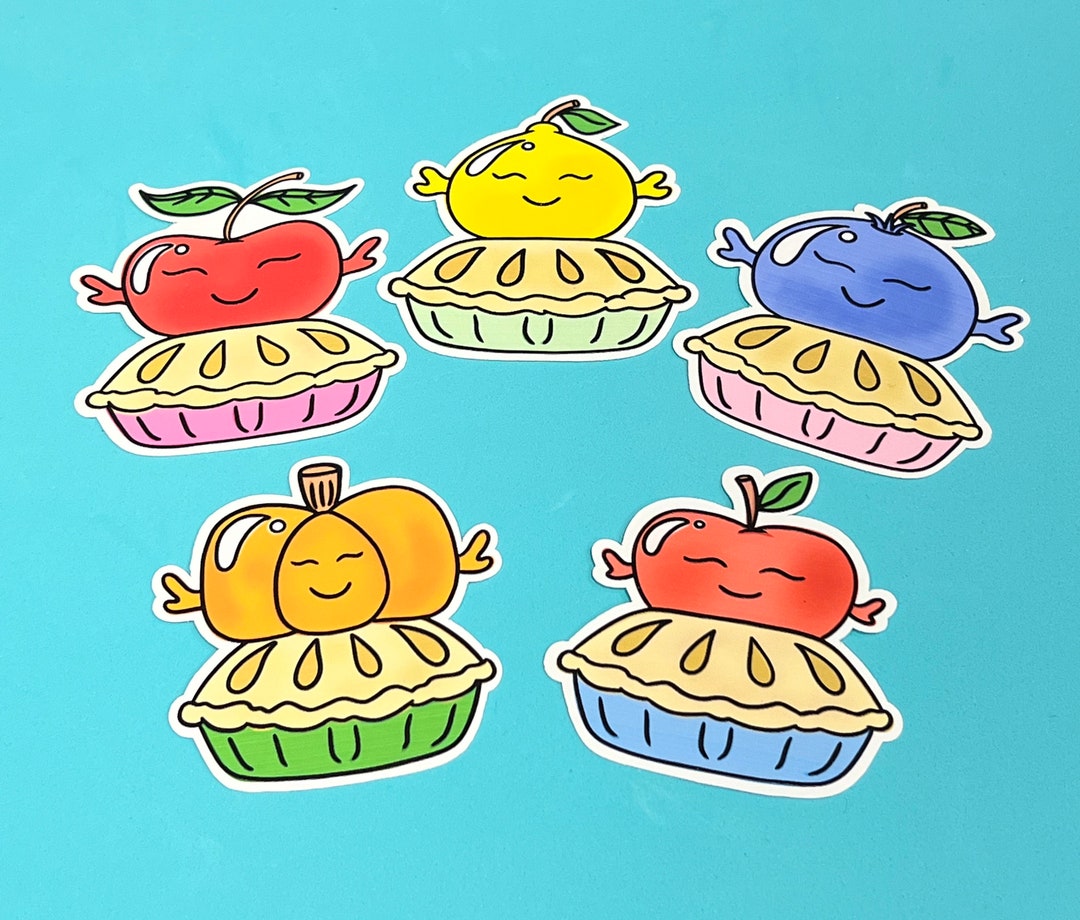 Cute Fruit Pie Sticker Pack-set of Five- Use as Laptop Decals, With ...