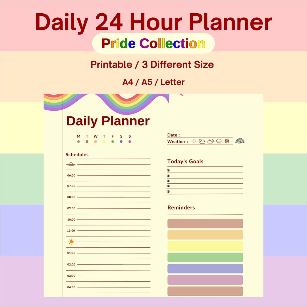Pride Daily Planner Printable I Hourly Planner I A5 Planner I - Etsy