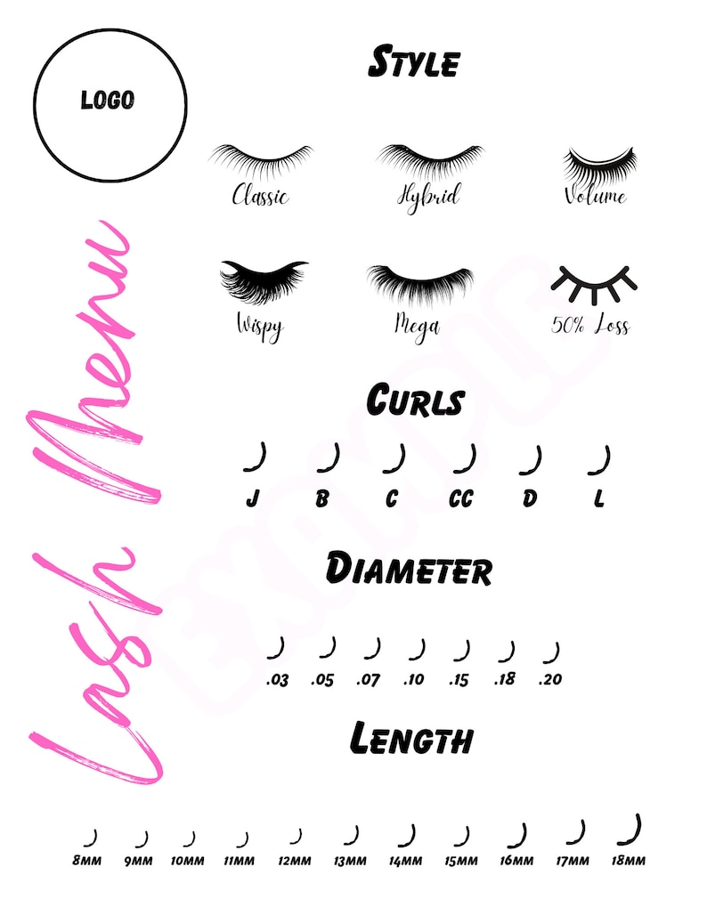 Editable, Digital & Printable Interactive Lash Menu Template ...