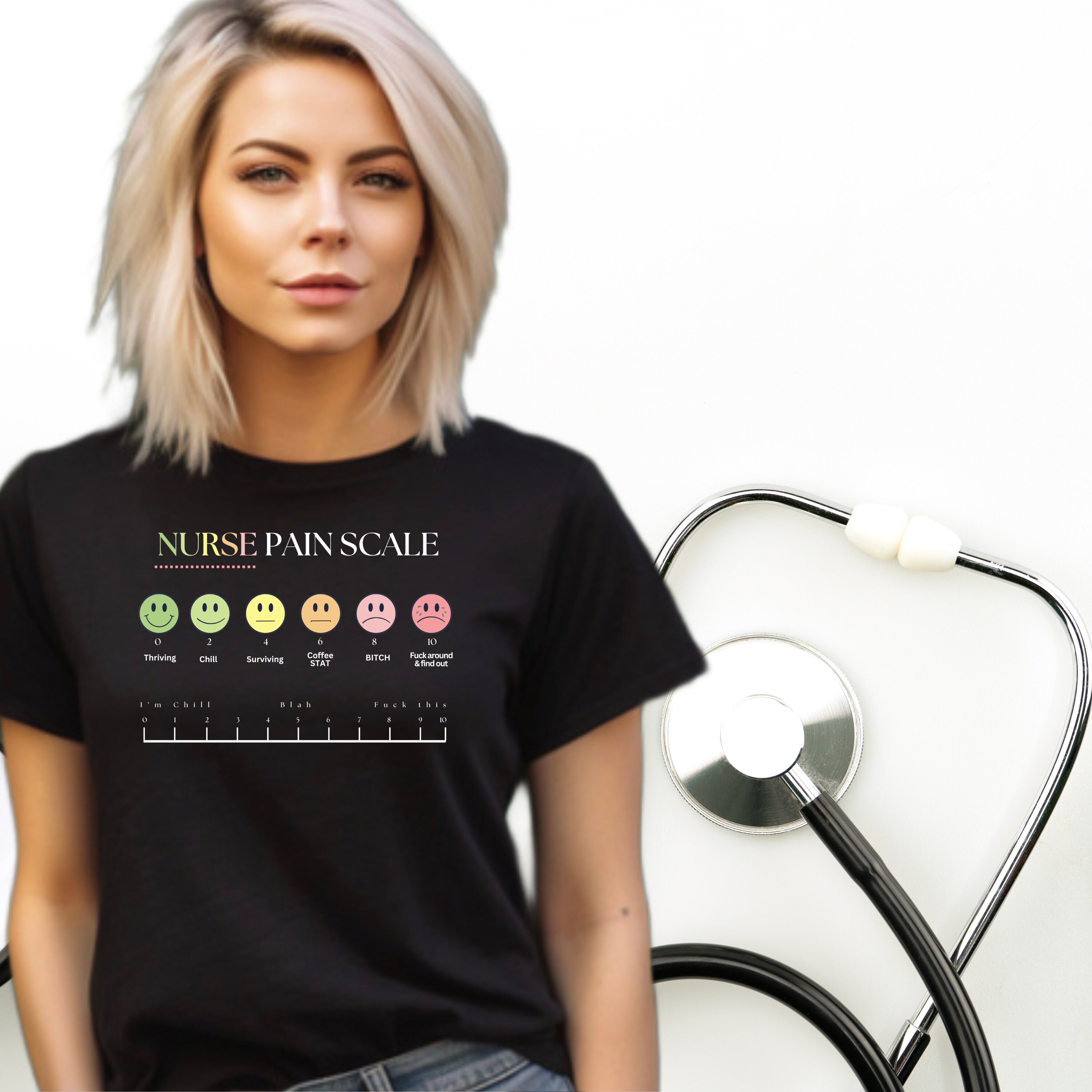 Nurse Pain Scale Tee, Nurses Week Gift, Cute Pain Assessment T Shirt - Etsy