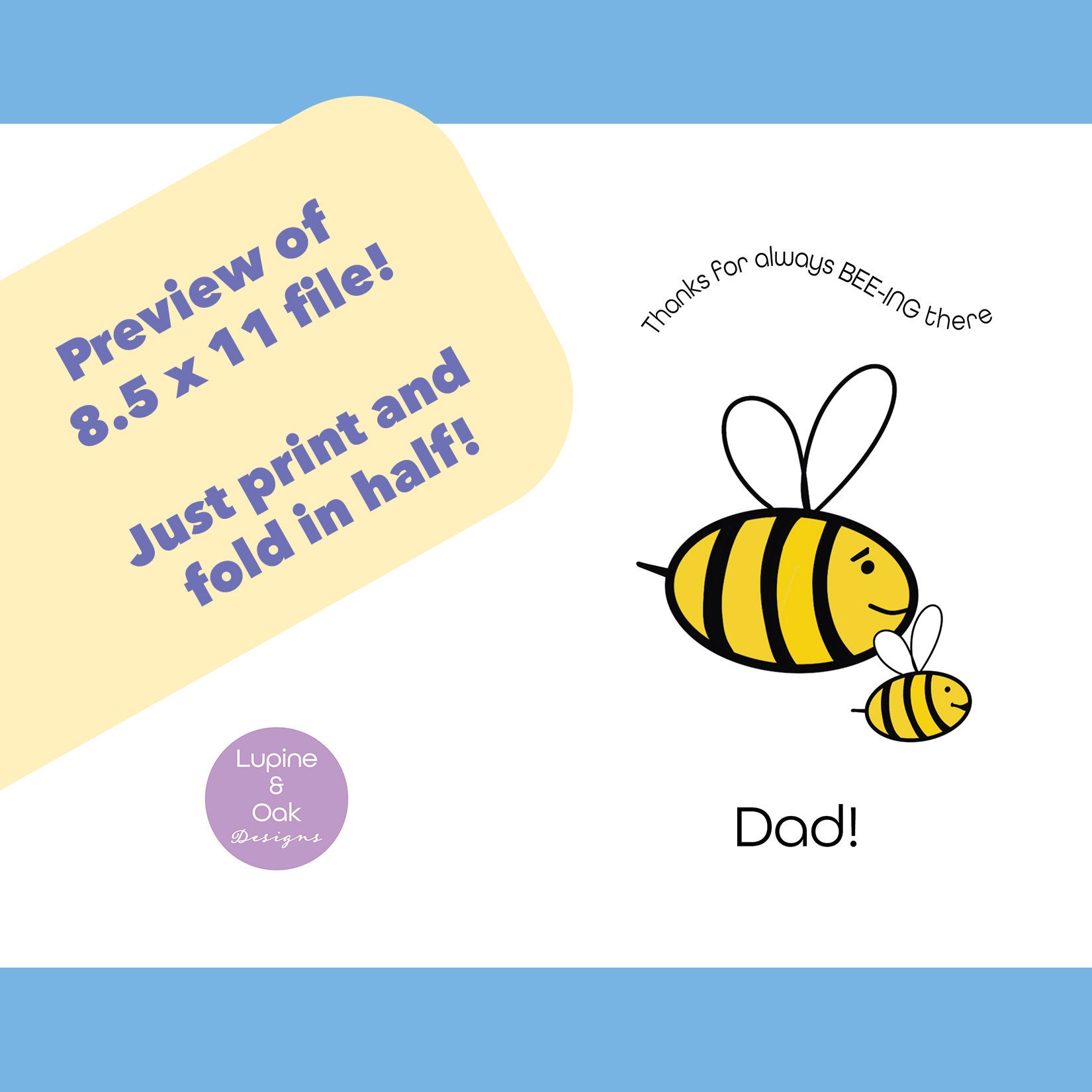 Father's Day Funny Pun Bee Card Printable Download - Etsy