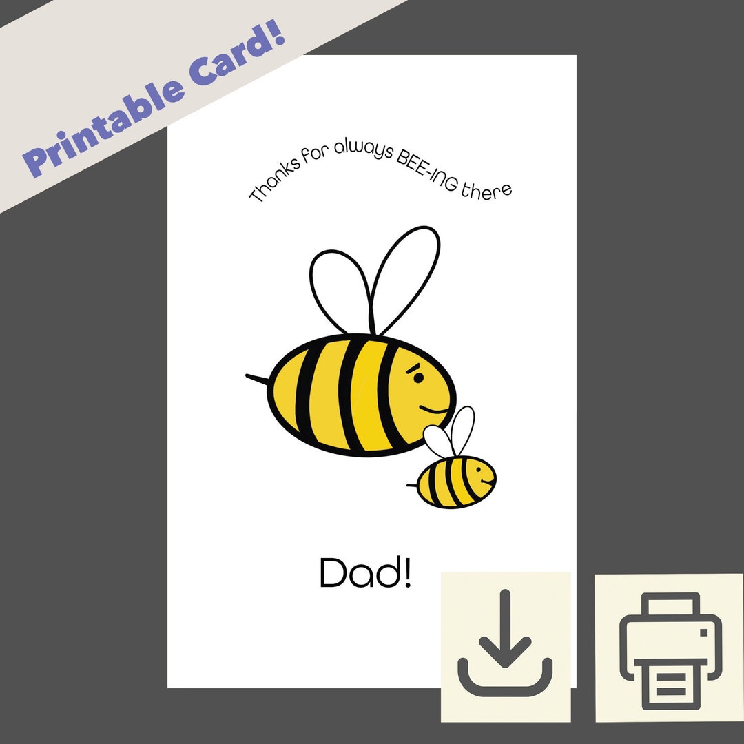 Father's Day Funny Pun Bee Card Printable Download - Etsy
