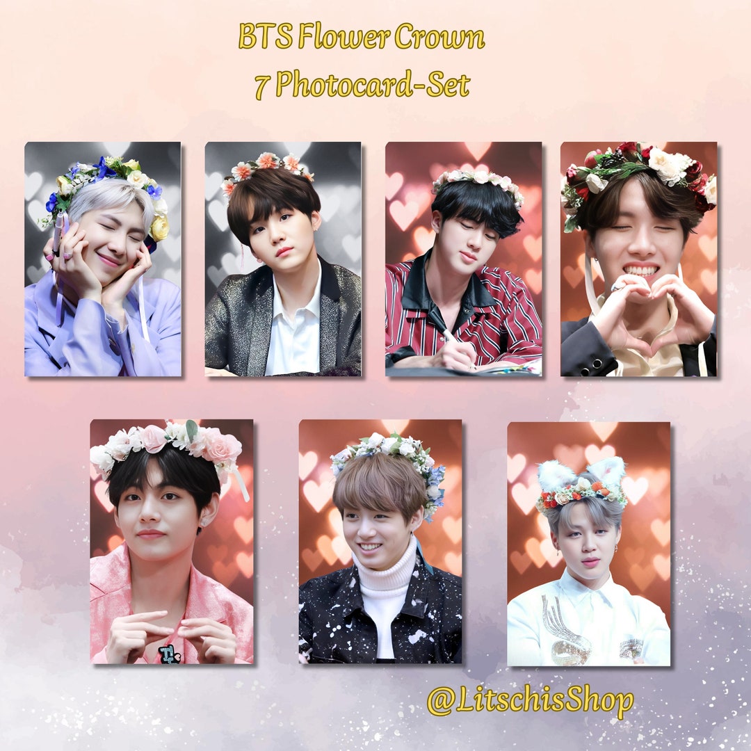 BTS Flower Crown Fanmade Photocards OT7 (jungkook, Jin, Namjoon, Hoseok ...
