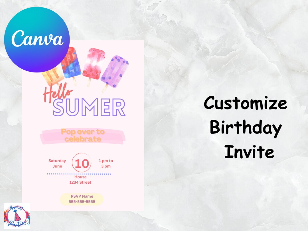 Printable Digital Summer Party Customize Party Invite 5x7 - Etsy