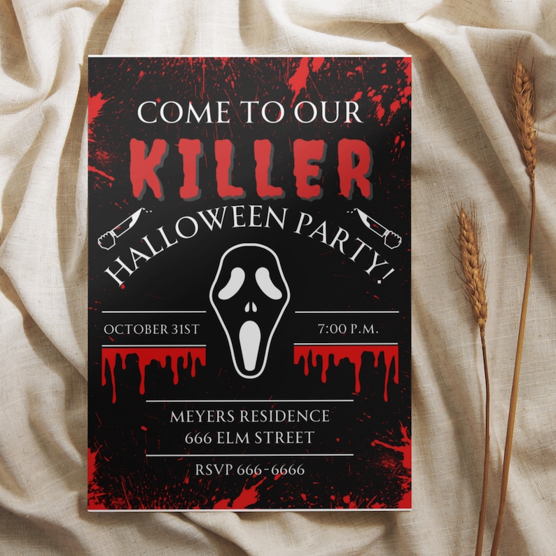 Killer Party Halloween Invitation Template | Canva Template - Etsy