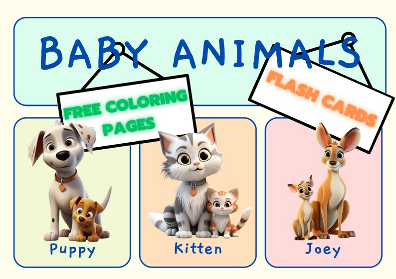 Baby Animal Flashcards for Kids | Vocabulary Cards for School | Animal ...