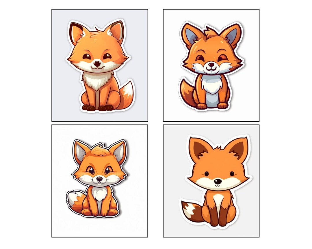 Charming Fox | Cute Cartoon Fox | Cartoon Fox Stickers | Cute Fox ...