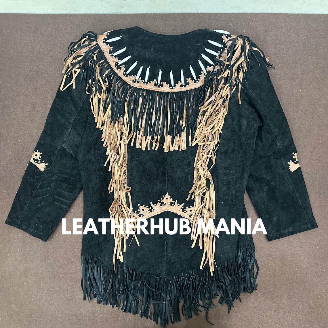 Native American Suede Leather Black Jacket, Handmade Cowgirl Style ...