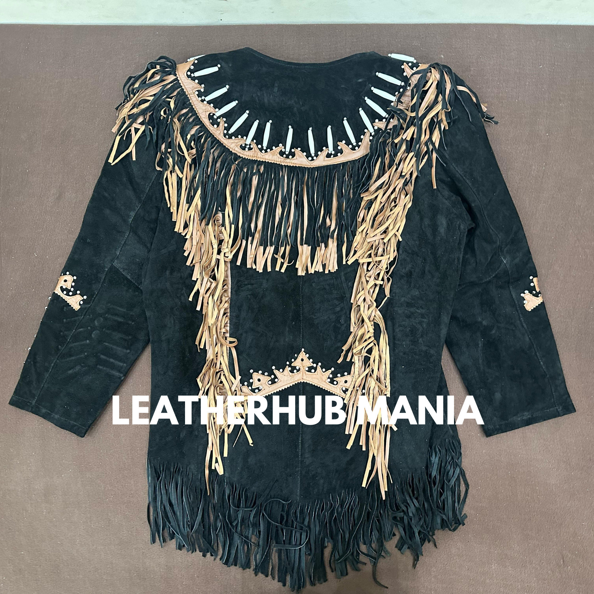 Native American Suede Leather Black Jacket, Handmade Cowgirl Style ...