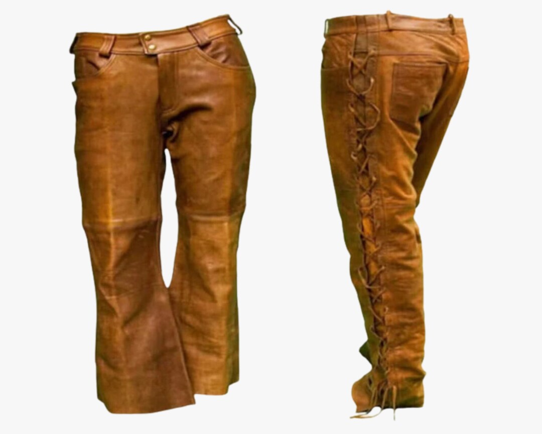 Native Mens Traditional Western Style Leather Pant, Side Laced Western ...