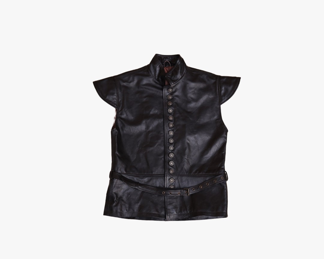 Handmade Medieval Leather Vest, Genuine Leather Renaissance Vest, Slim ...