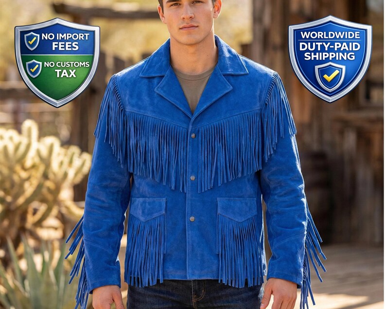 Men Native American Suede Leather Jacket | Western Slim Fit Coat With Fringes Western | Cowboy ...