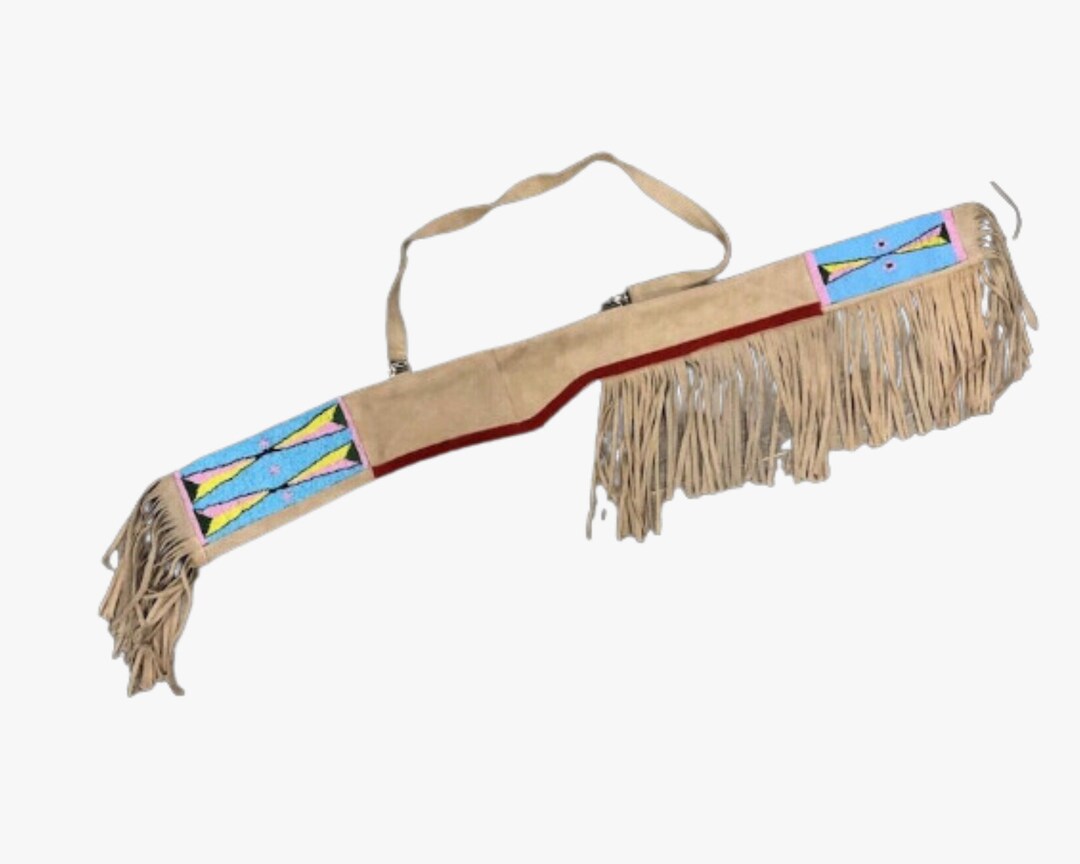 Sioux Indian Beaded Rifle Scabbard, Native American Style Suede Leather ...
